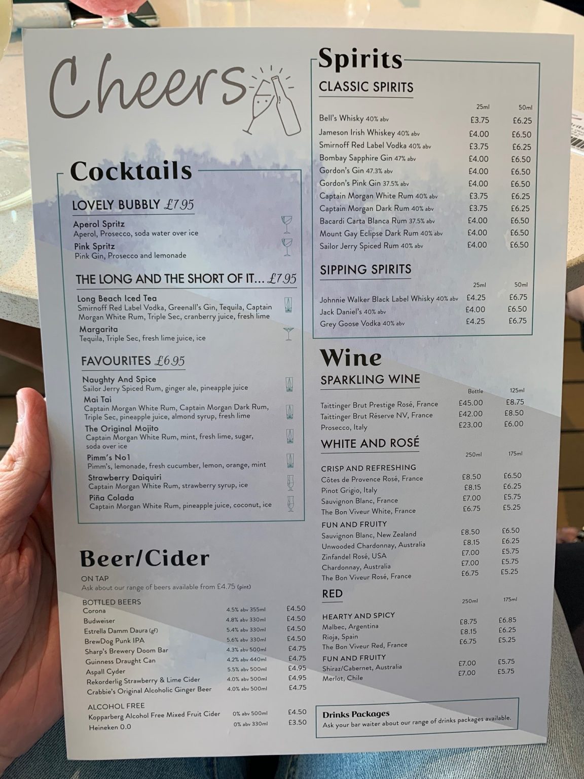 P&O Drinks Menu 2021 – Cruise Monkeys