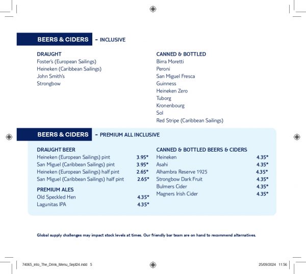 Marella Cruises Drinks Package Info! With Menu! - Cruise Monkeys
