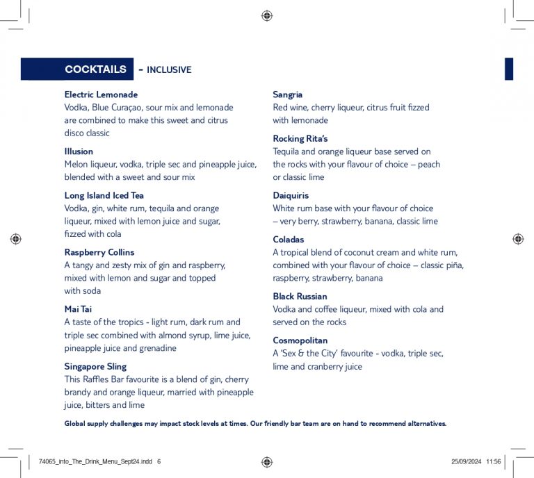 Marella Cruises Drinks Package Info! With Menu! - Cruise Monkeys