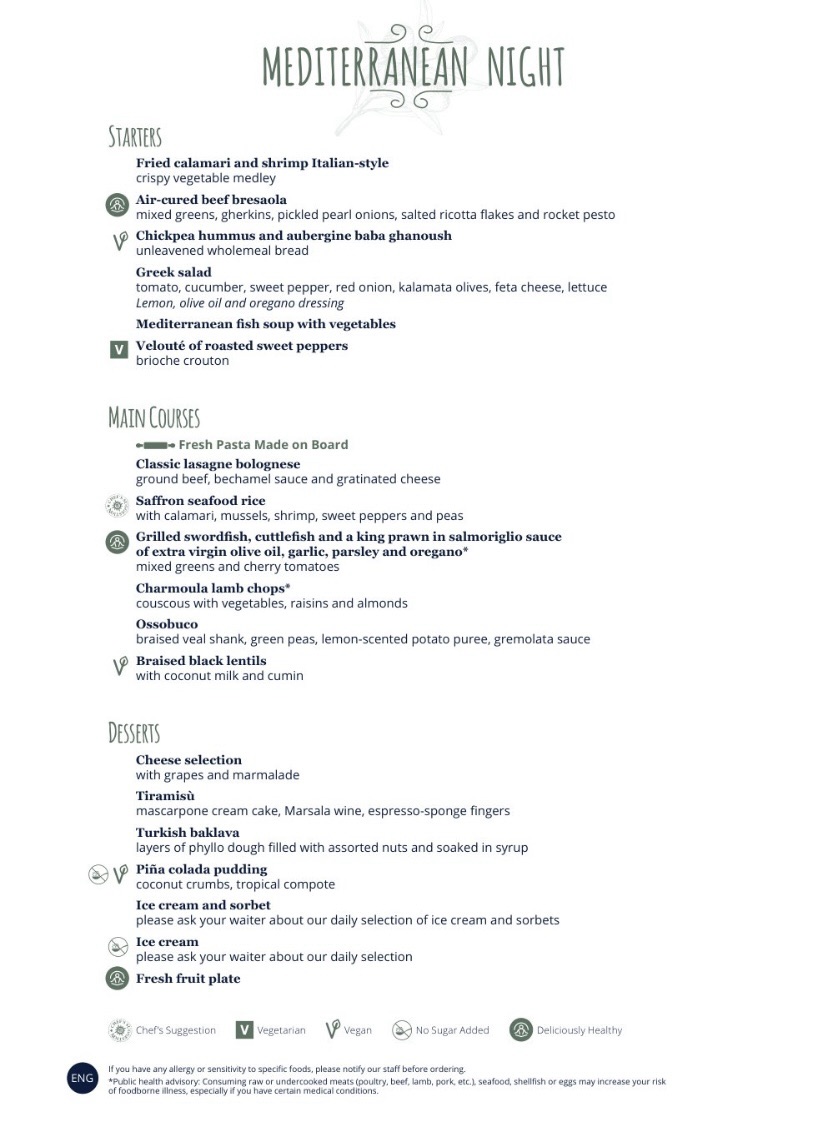 MSC Virtuosa Main Dining Room Menus 2025 – Breakfast, Brunch, Lunch ...