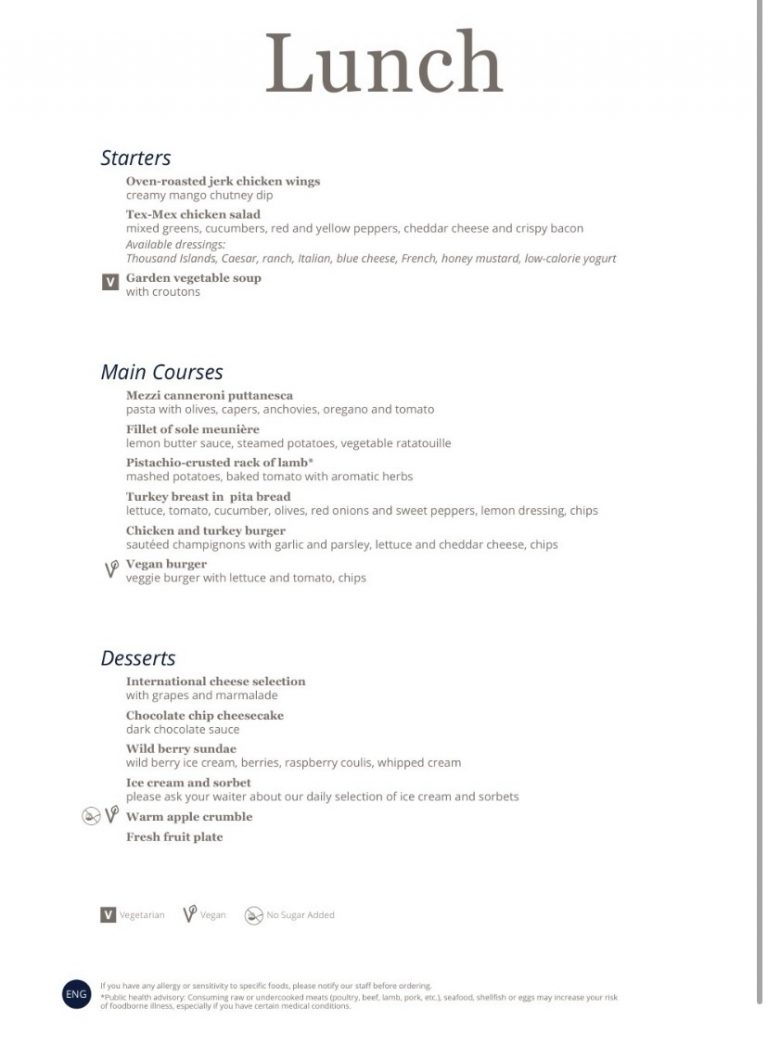 MSC Virtuosa Main Dining Room Menus 2025 – Breakfast, Brunch, Lunch ...