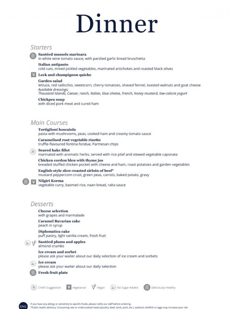 MSC Virtuosa Main Dining Room Menus 2025 – Breakfast, Brunch, Lunch ...